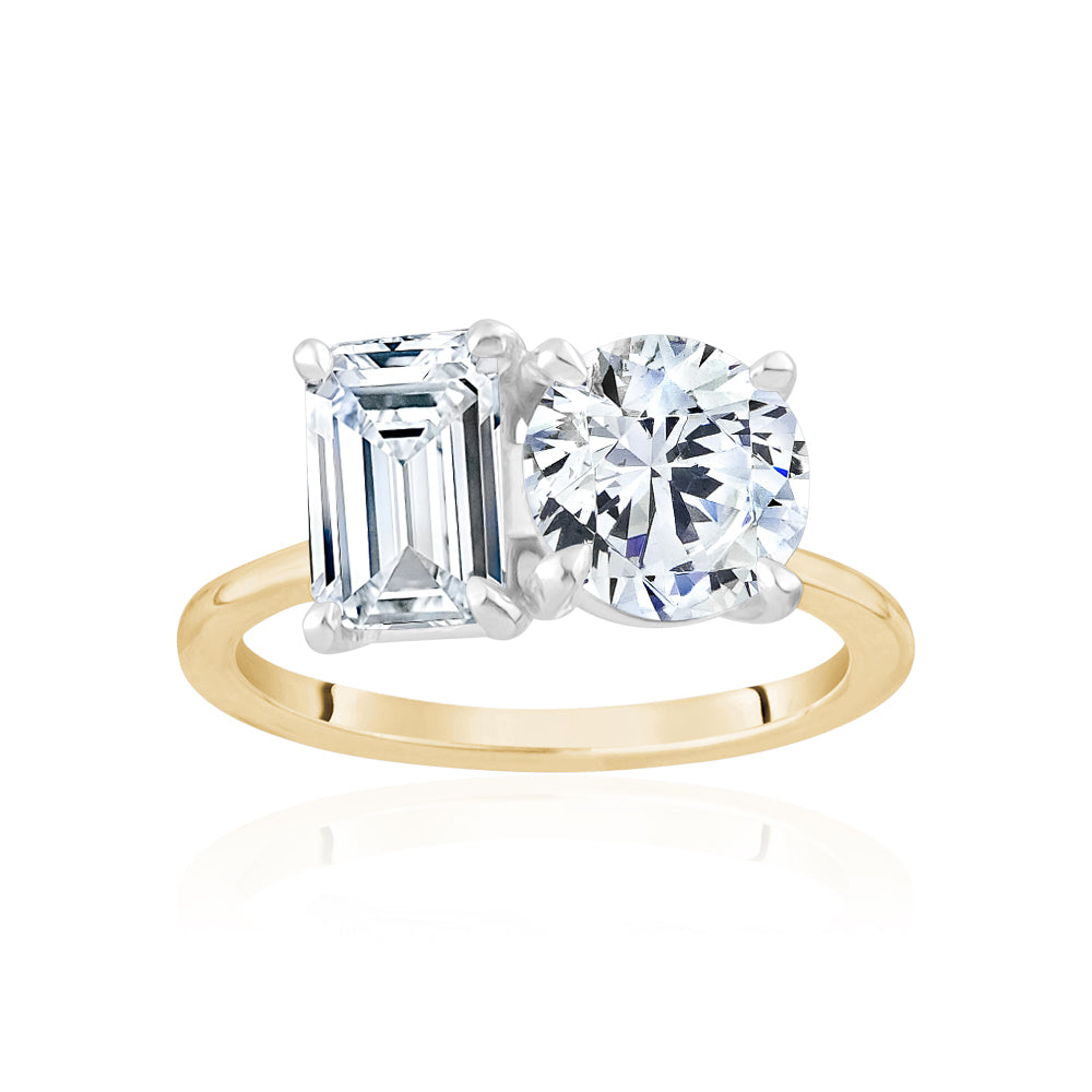 SOLD Radiant and Round Diamond Toi et Moi Ring