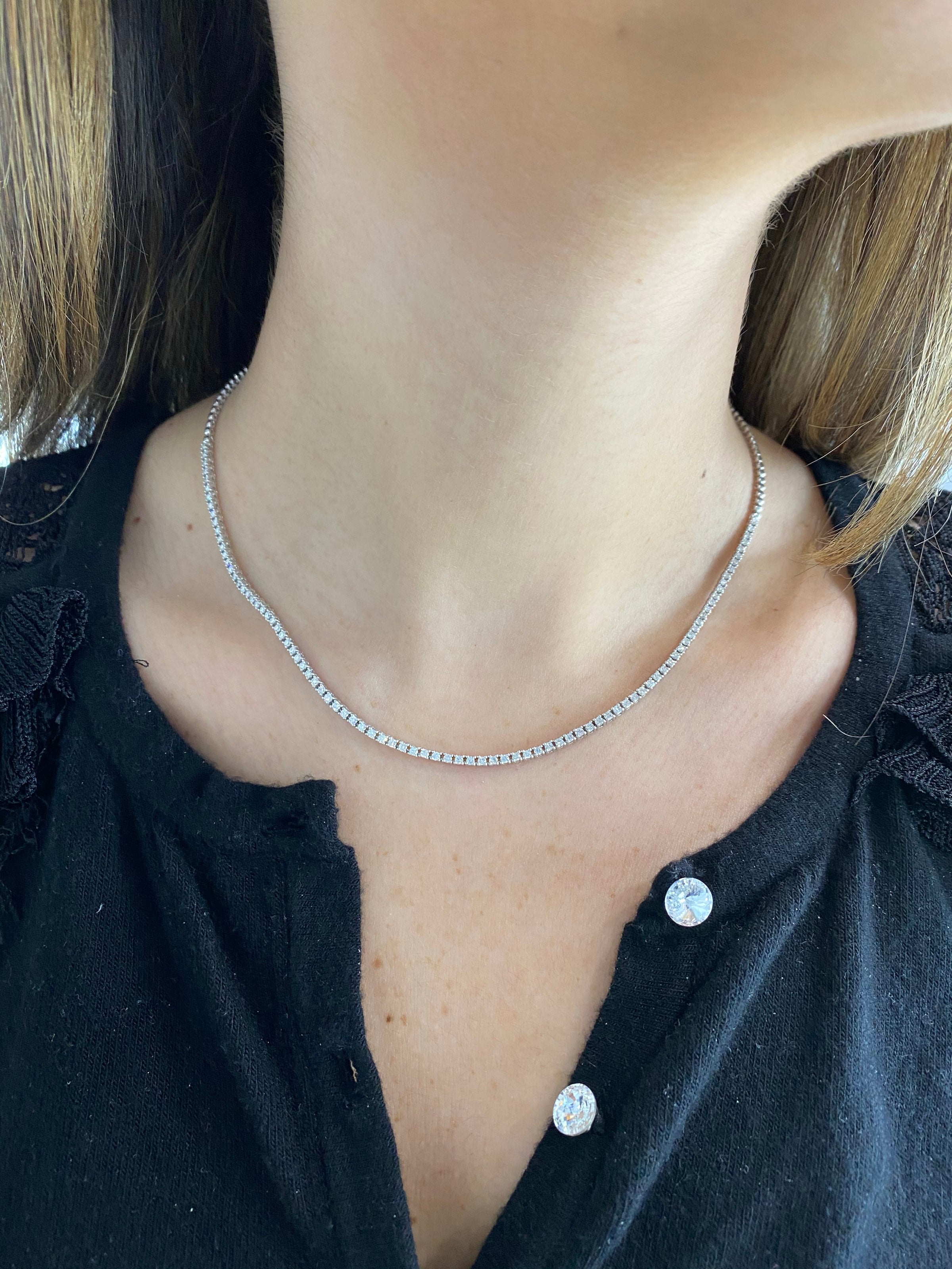 0.03ct Half Way Diamond Tennis Necklace | Isaac Mayer